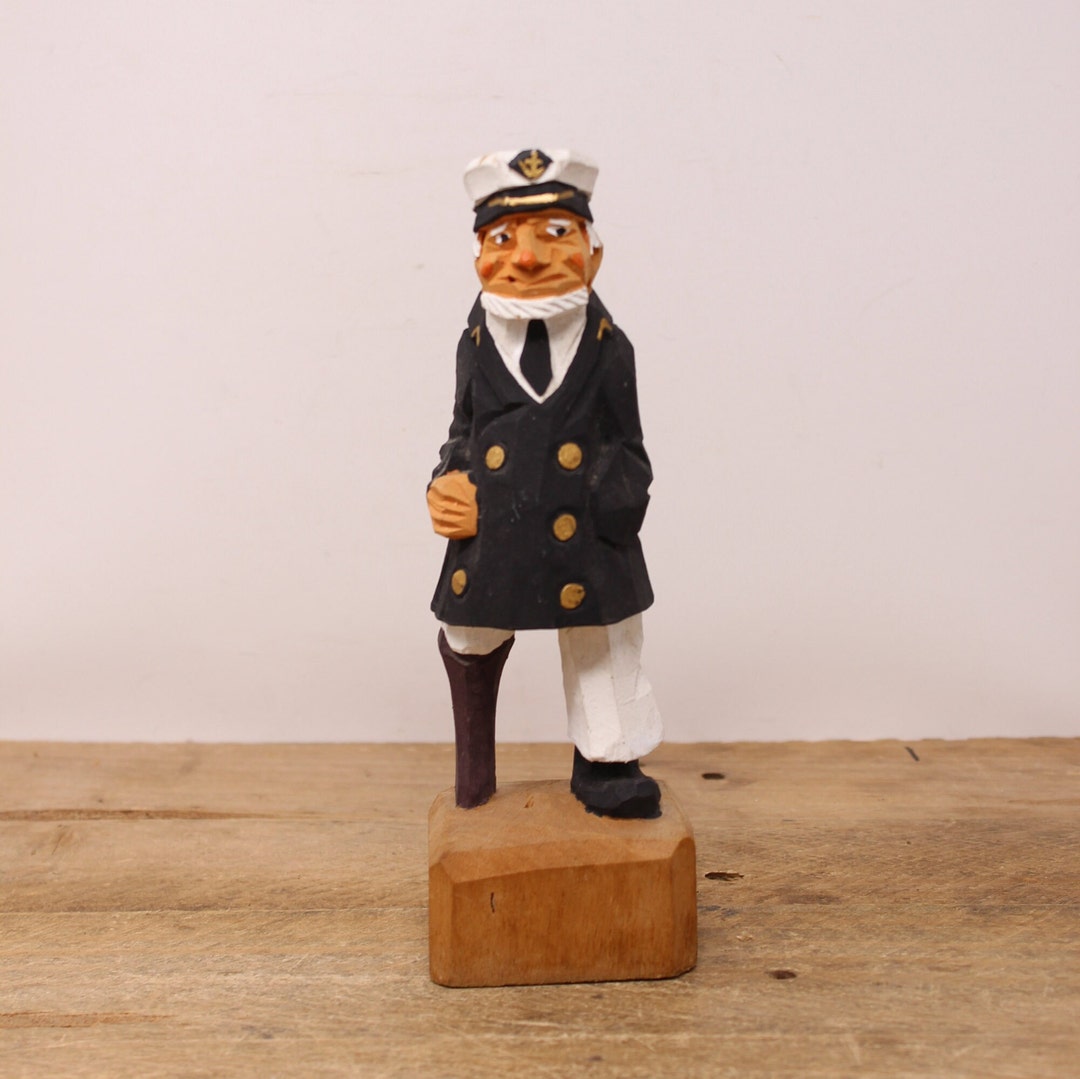 Vintage Carved Wooden Sea Captain / Maritime Man Figurine - Etsy