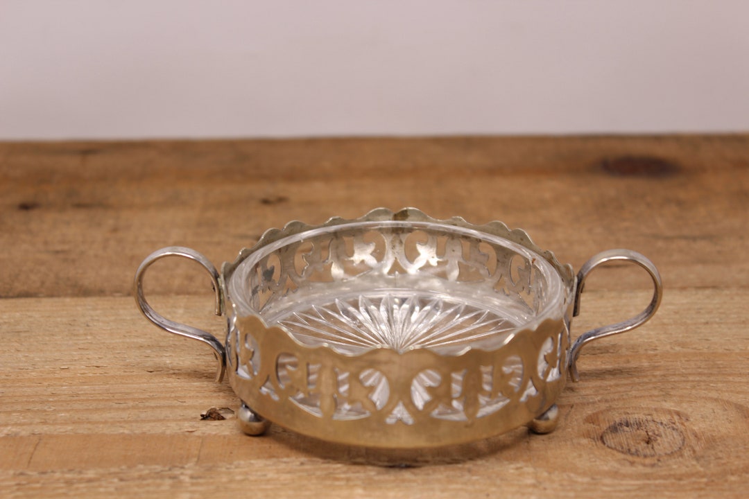 Antique Anur Plate - Footed Handled Small Serving Dish With Glass ...