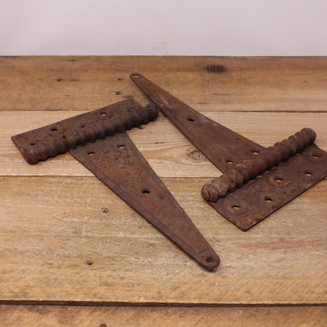 Set of 2 Antique 12" Decorative Rusty T-strap Hinges - Reclaimed ...
