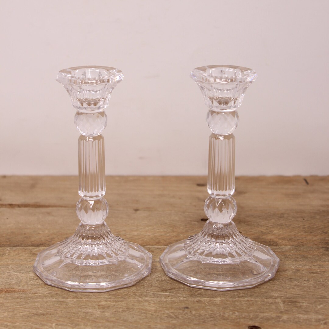 2 Vintage Fifth Avenue Clear Crystal Candlesticks / Candle Holders - Etsy