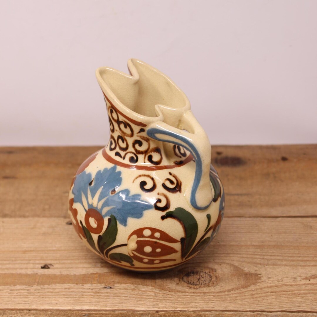 Vintage Double-spout Jug - Bright Floral Design Pitcher - Etsy