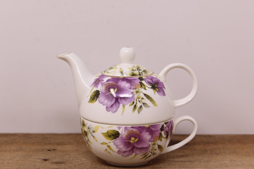 Vintage Hampstead - Fine Bone China - Stacked Teapot - Pansy Design - Etsy