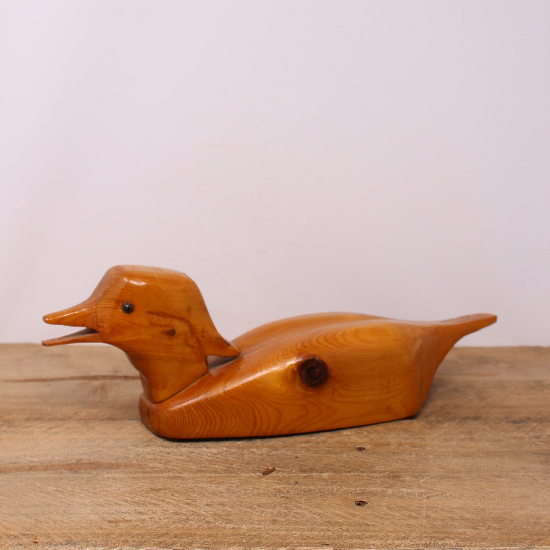 Vintage Hand Carved Cedar Duck Decoy - by Daniel Patten 1945 - Etsy