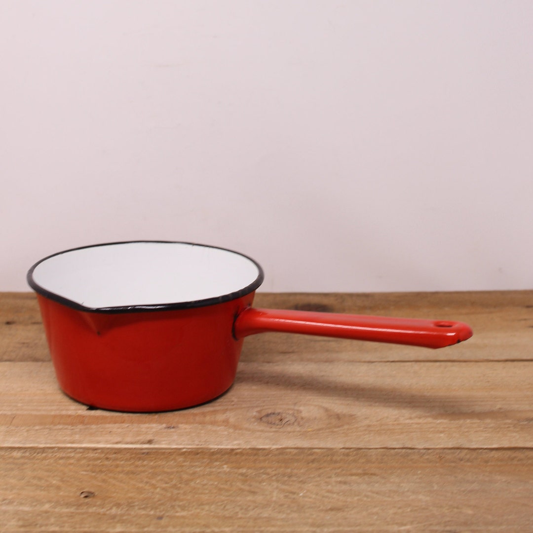 Vintage Chefmate Enamel Sauce Pan - Red - Made in Romania - Etsy