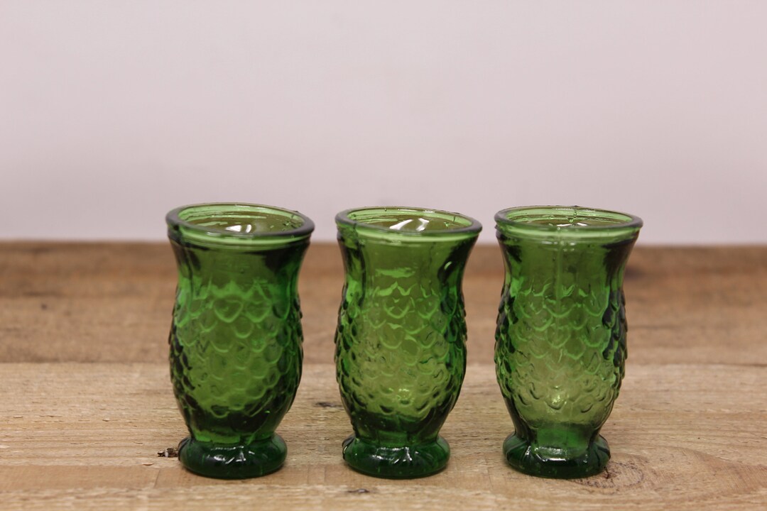 3 Green Pressed Glass Shot Glasses / Liquor Glasses - Etsy Canada