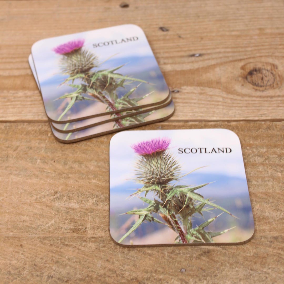 4 Acrylic Coasters - Scottish Thistle - Scotland - Etsy