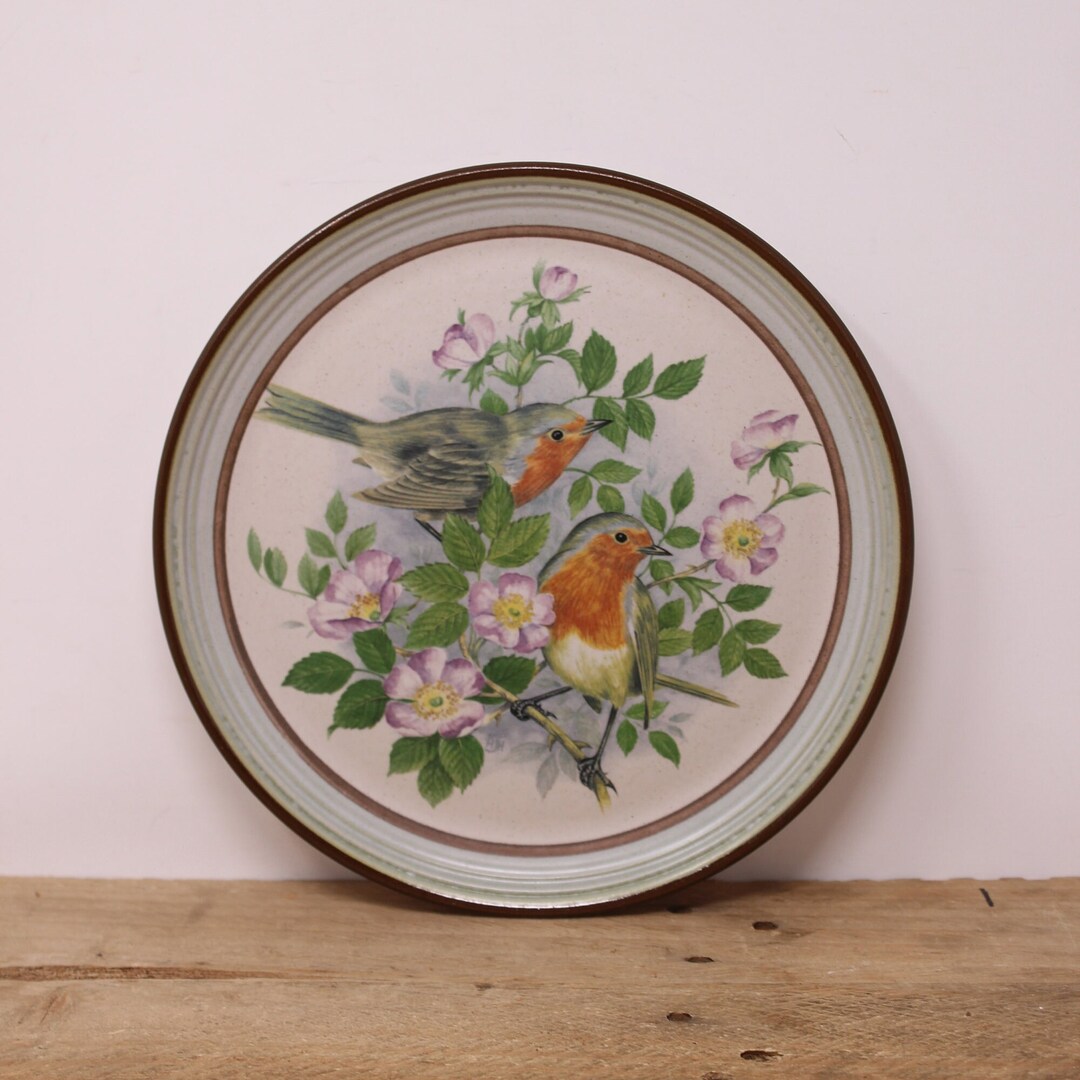 Vintage Purbeck Pottery Plate, Birds in the Hedgerow - Robin With Wild ...