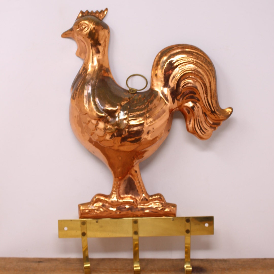 Vintage Genin Trudeau - Retro Copper Chicken With Brass Hooks - Copper ...