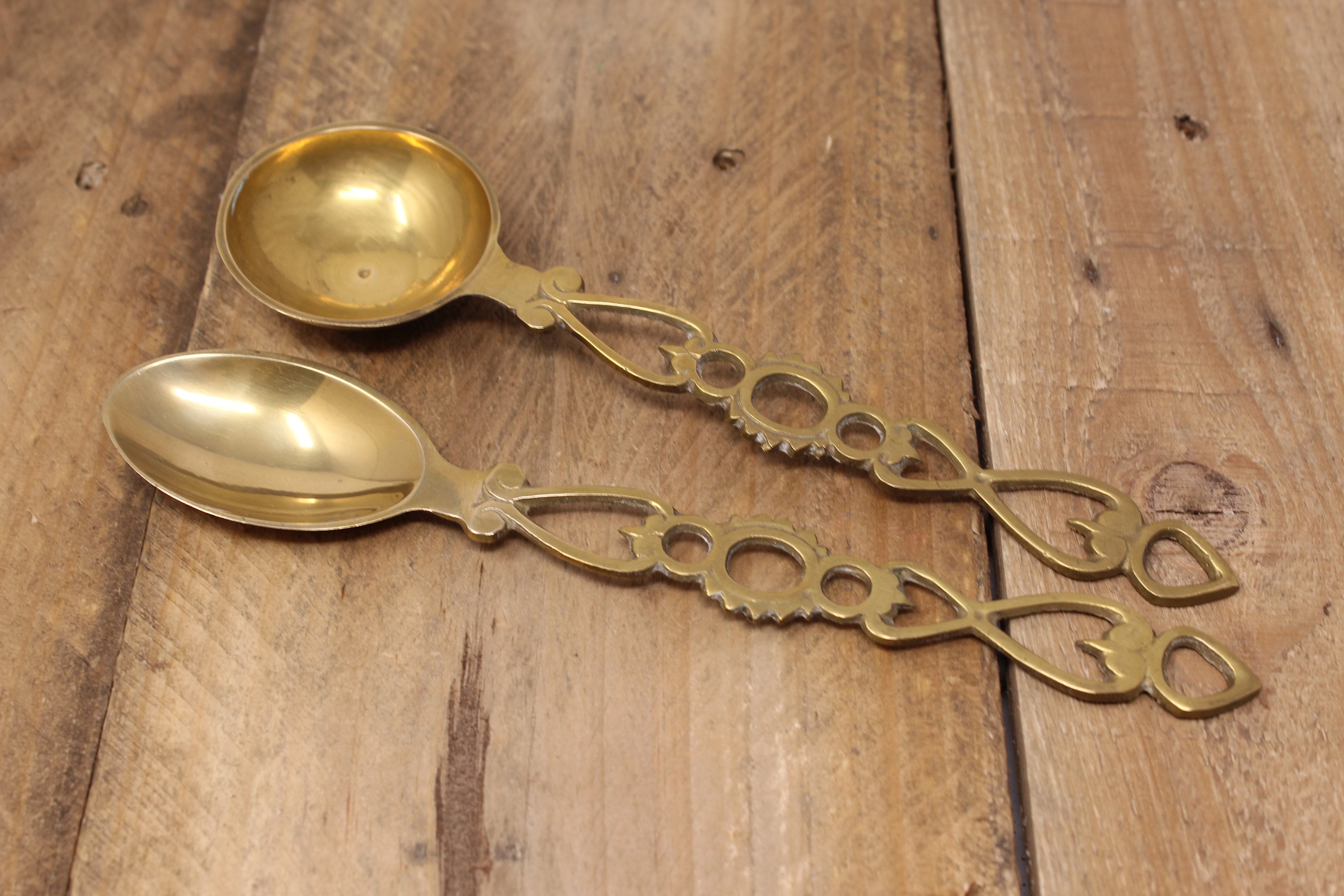Set of 2 Brass Love Spoons | Etsy