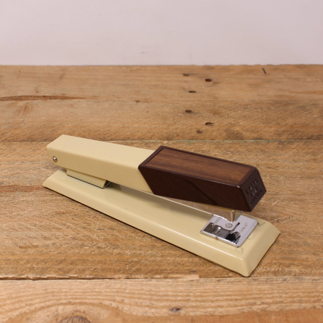 Vintage Bates 640 Custom Stapler - Faux Wood Grain on Beige Office ...