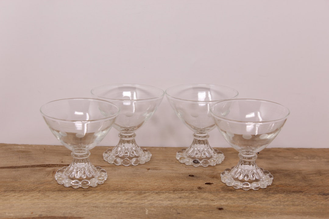 4 Vintage Etched Boopie Champagne Glasses - Anchor Hocking Circle ...