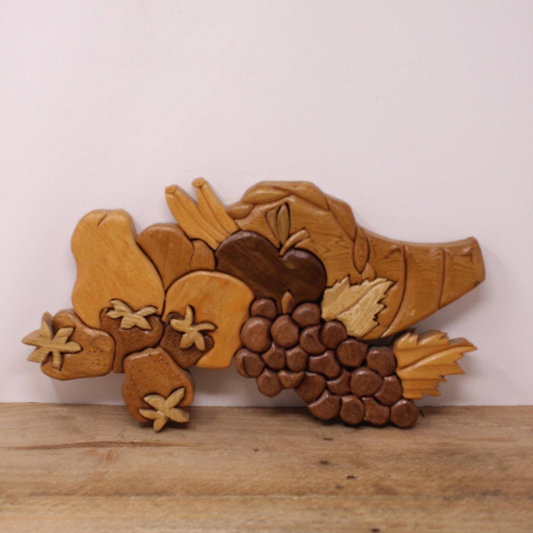 Cornucopia Wood Intarsia Wall Hanging Scroll Saw Art - Etsy