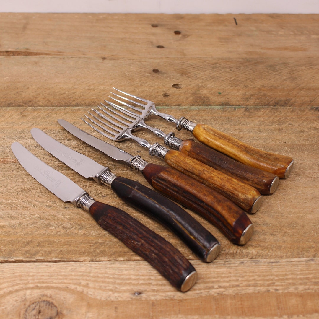 3 Antique IXL Wostenholm & Son Knives and 3 Forks With Antler Handles ...