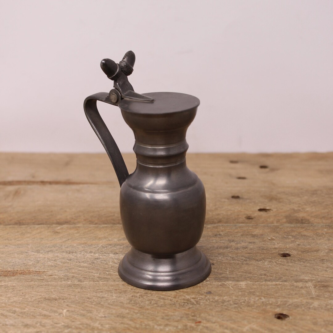 Vintage German Small Pewter Lidded Pitcher With Acorn Finial - Reine ...