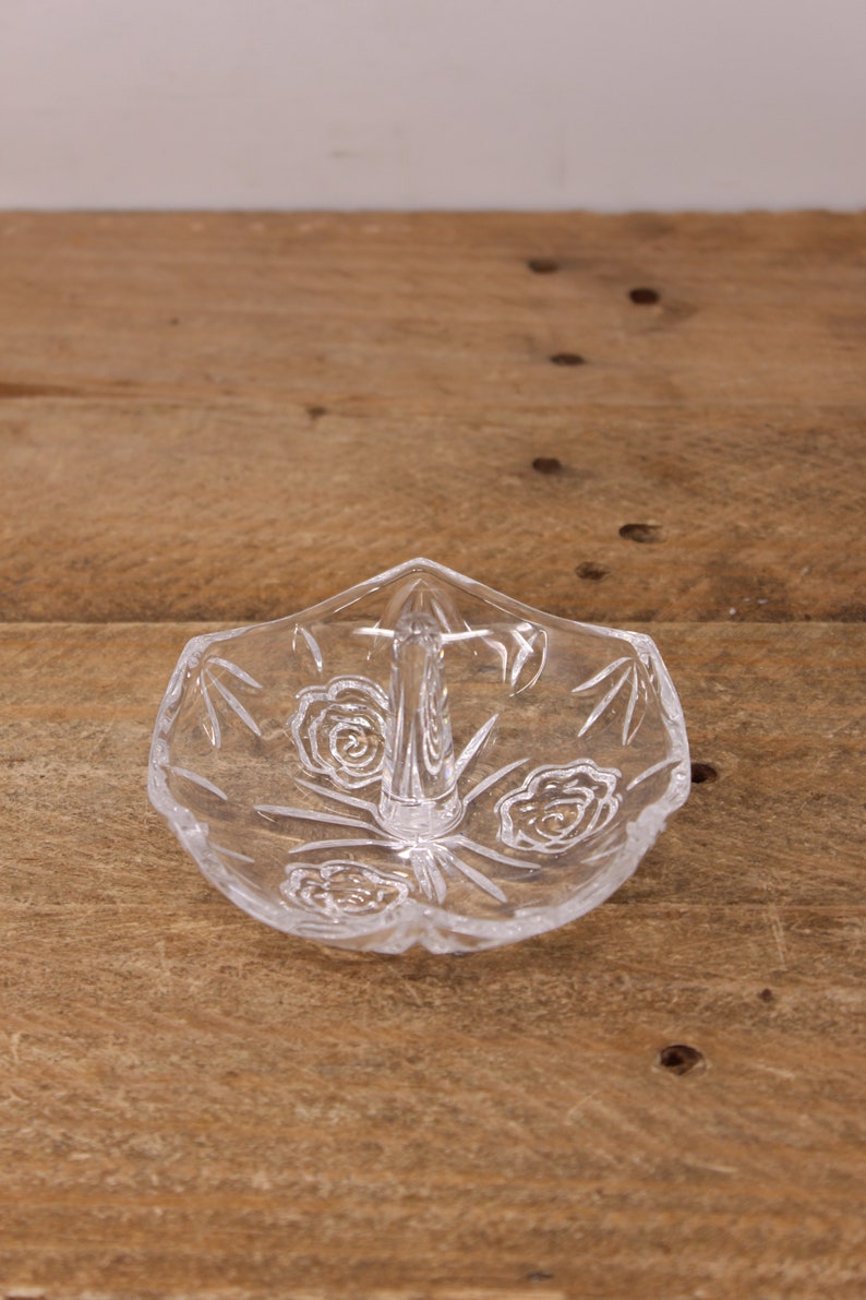 Vintage American Rose by Princess House Crystal Ring Holder / Ring Dish ...