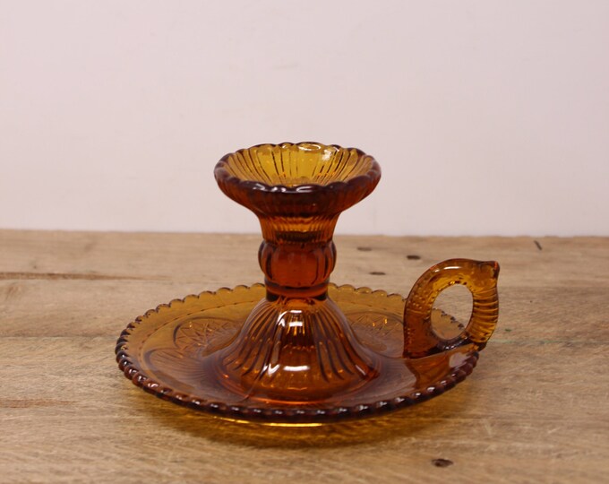 Vintage Amber Glass Candle Holders