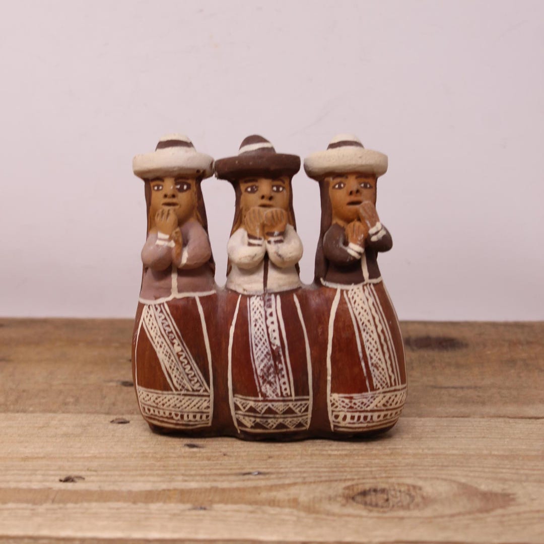 Vintage Peruvian Folk Art Whistle - 3 Gossiping Women - Peru Clay Terra ...
