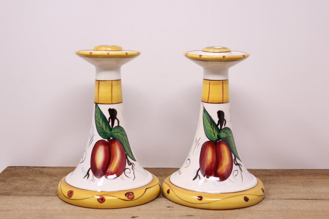 Set of Pottery Candle Holders - Valerio Bella Casa by Ganz - Etsy