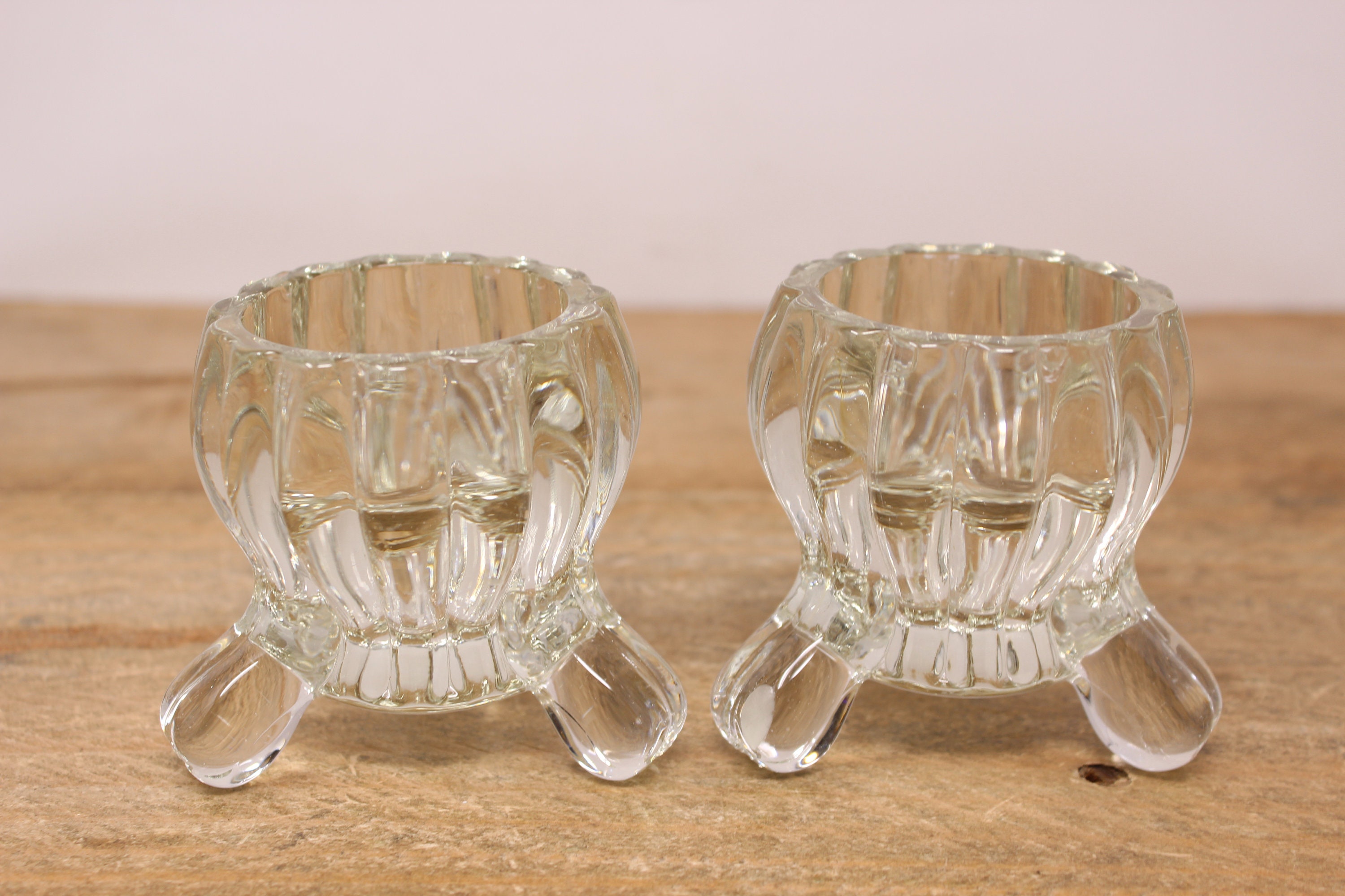 Set of 2 Jeanette - National Clear - Glass 3" Single Light Footed Taper ...