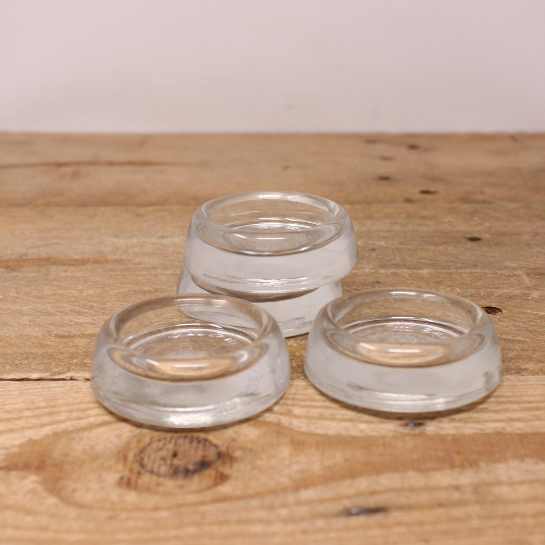 4 Vintage Small Glass Furniture Coasters by Dominion Glass Made in ...