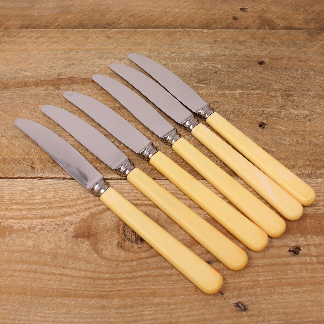 6 Vintage Grosvenor - Firth Brearley Stainless Dinner / Butter Knives ...