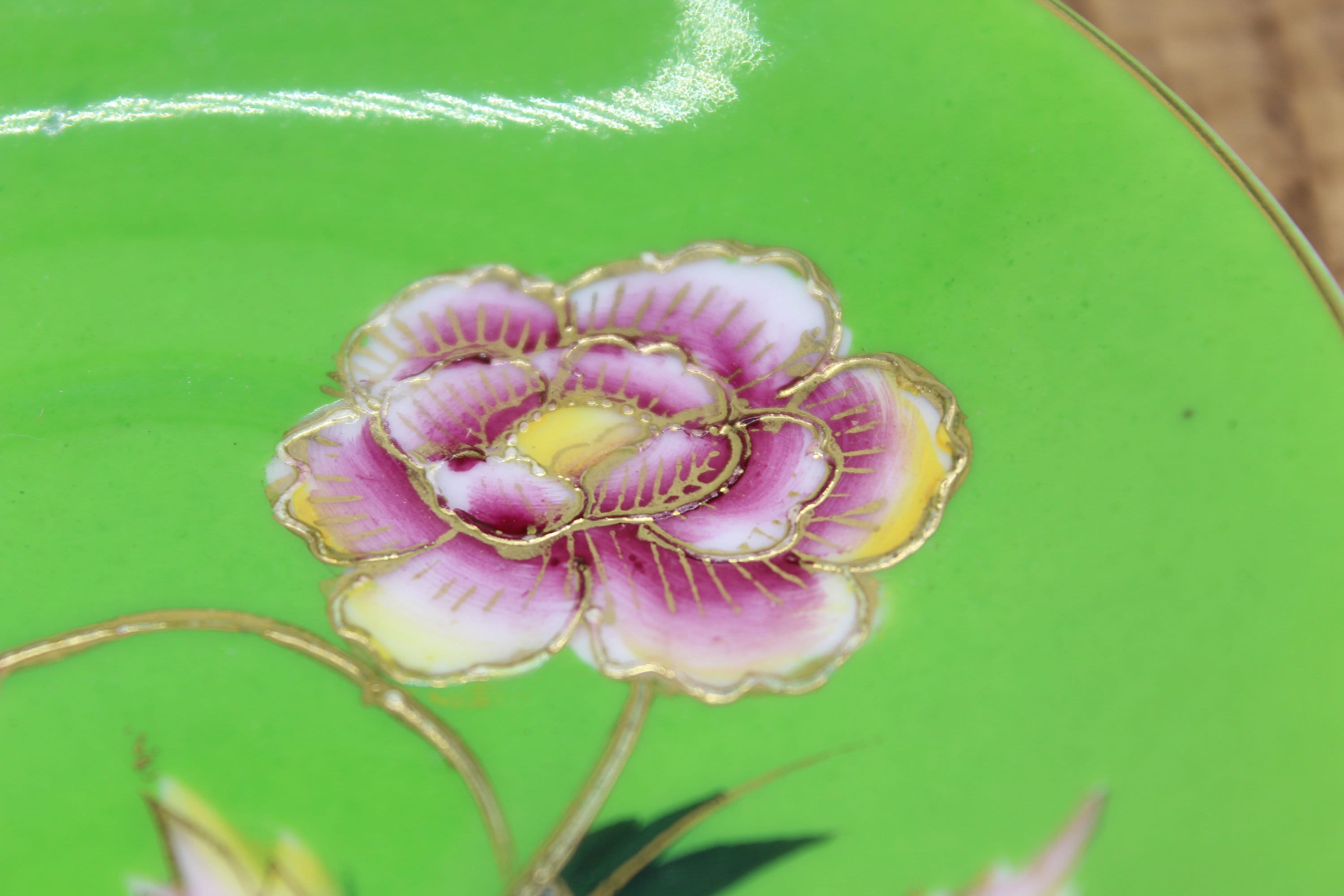 Small Green & Pink Floral Ohashi China Teacup and Saucer - Etsy