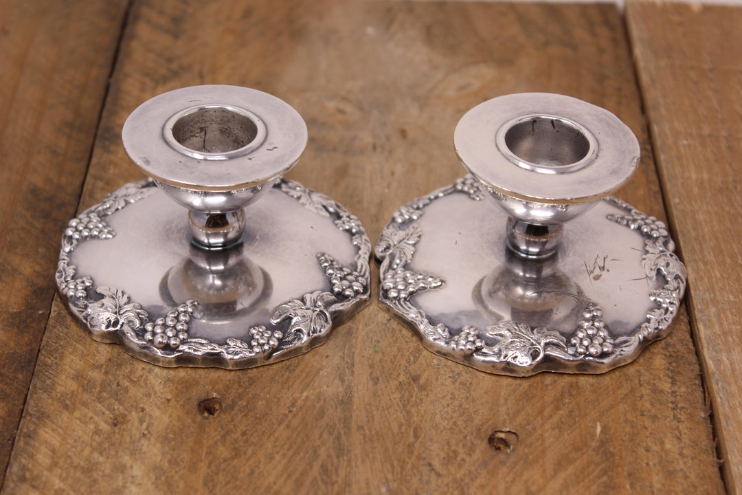 Antique Benedict Proctor Silver Plate Grape and Vine Candlestick ...