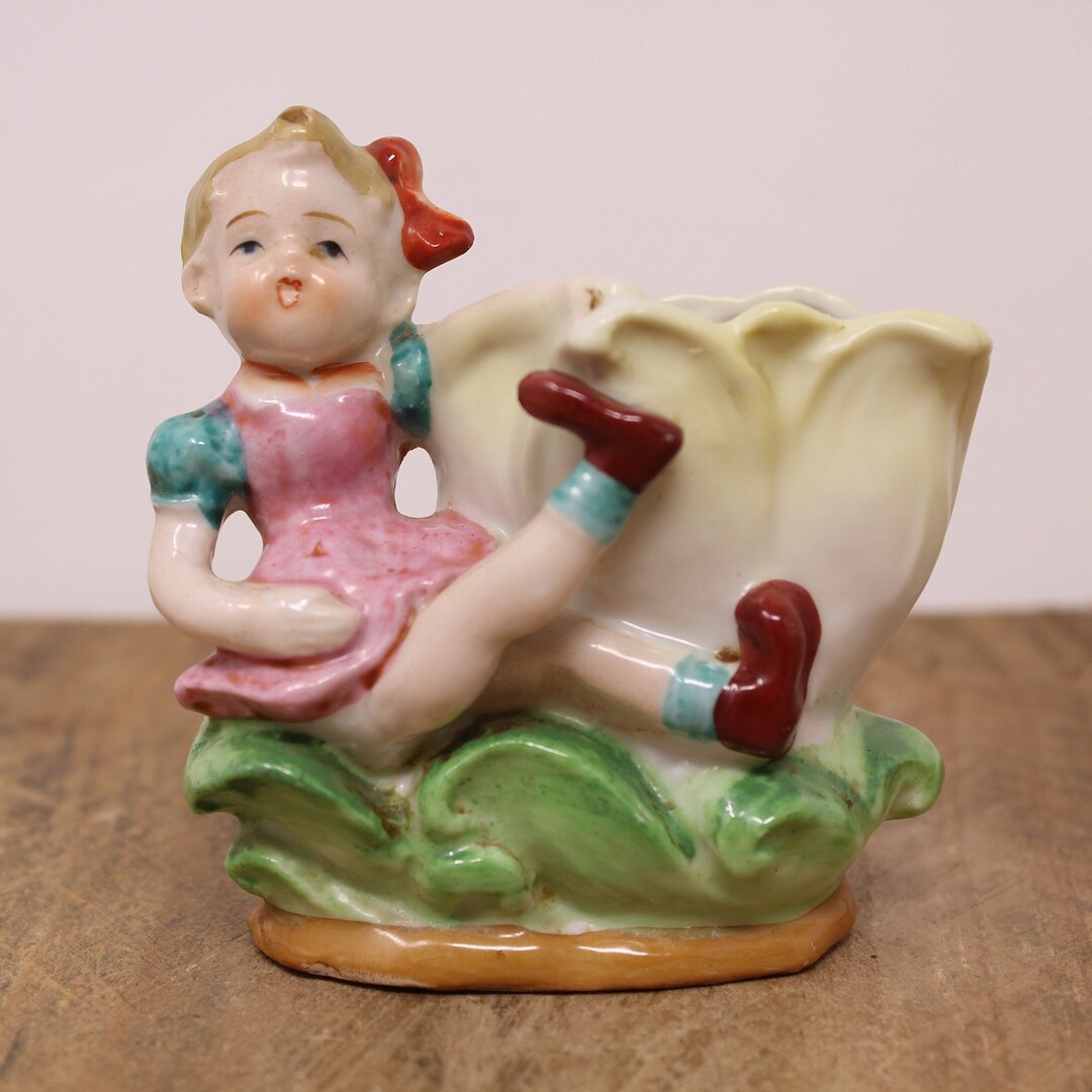 Vintage Ceramic Girl Planter / Vase - Handpainted - Etsy