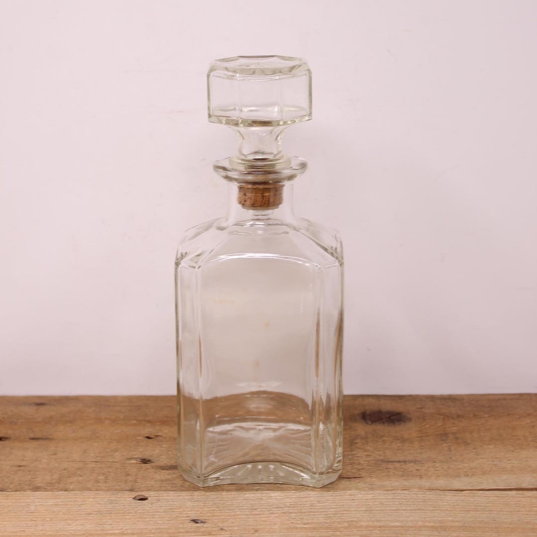 Vintage Classic Square Glass Decanter With Octagonal Stopper - Etsy