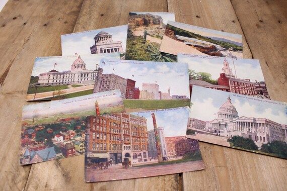 9 Antique Post Cards Historic U.S. Landmarks | Etsy