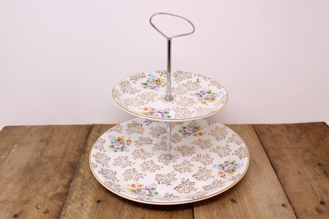 Delphatic White - Barratt's Tableware - 2-tier Pastry / Cake Plate ...