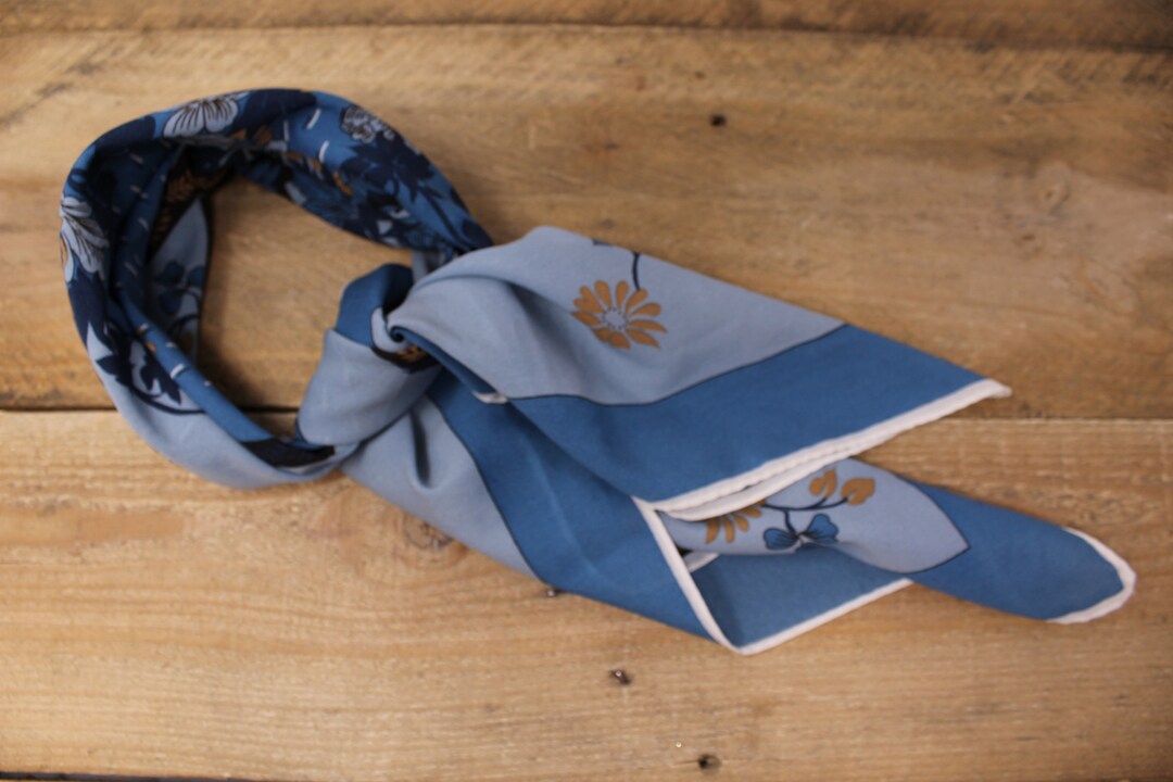 Vintage Monique Martin - - Square Scarf - Blue - Italy - Etsy