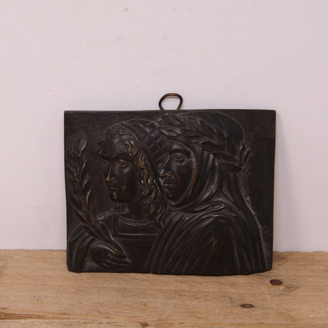 Vintage Art Deco Bronze Wall Decor Plaque - Man With Laurel Leaf Crown ...