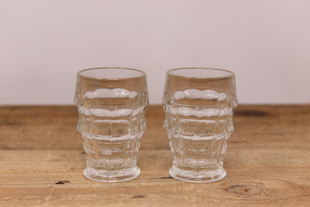 2 Vintage Jacobean Glass Shot Glasses - Regd No. 791409 - Etsy