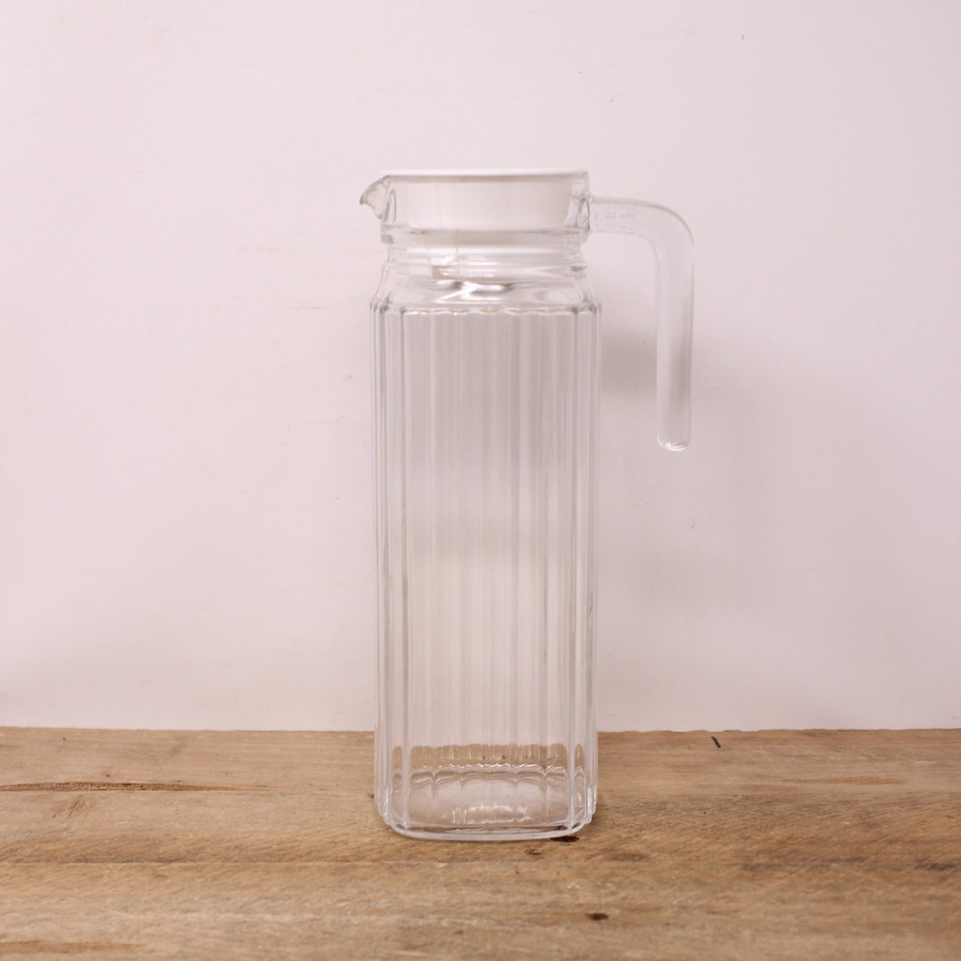 Clear Ribbed Glass Refrigerator Pitcher - 32 Ounce - Made in France - Etsy