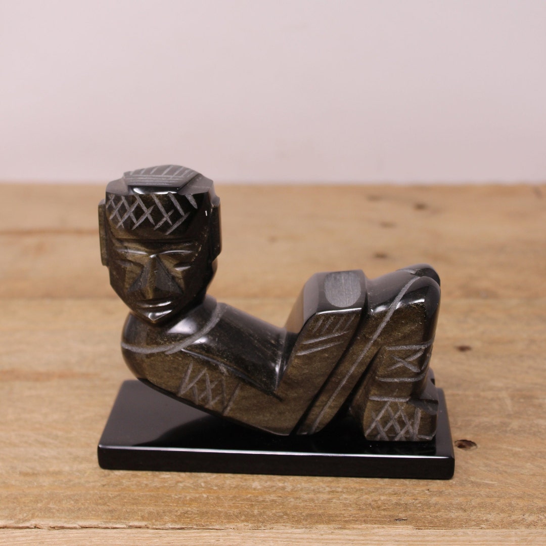 Carved Black Mayan / Mexican Obsidian Chac-mool Statue - Etsy