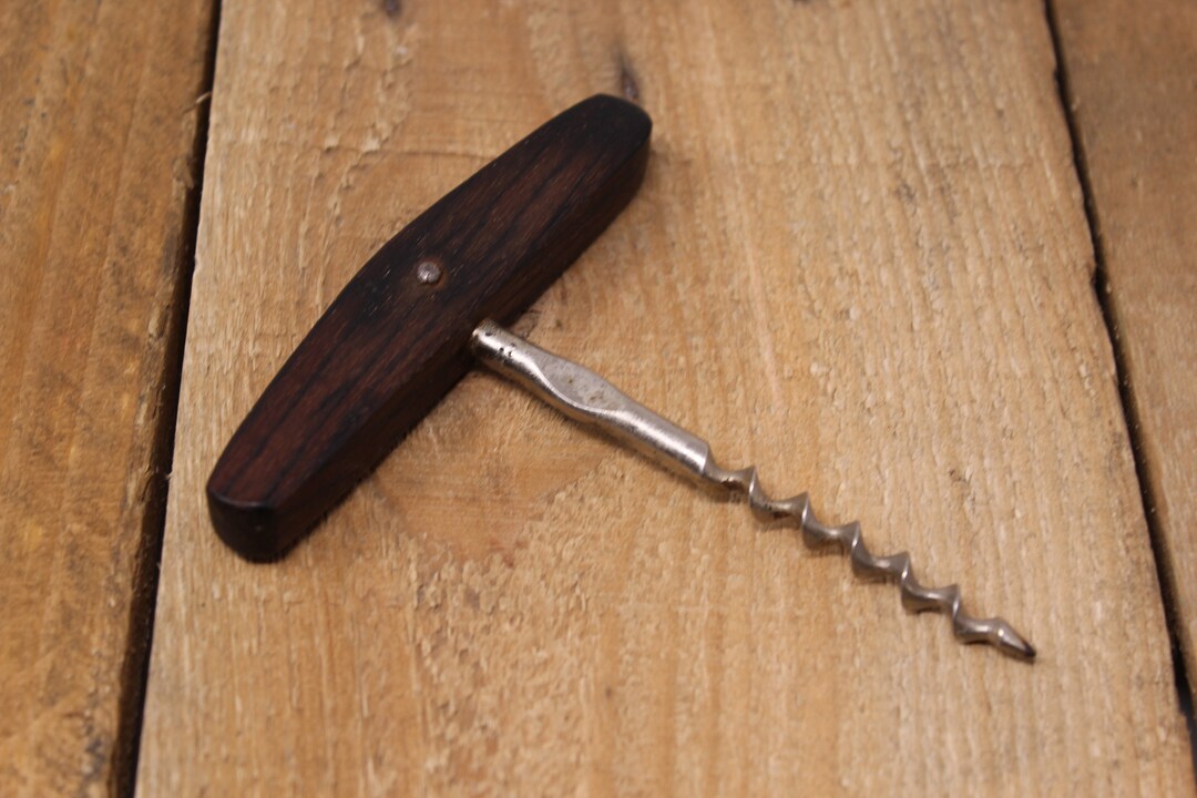 Vintage Wood Handled Corkscrew - Etsy