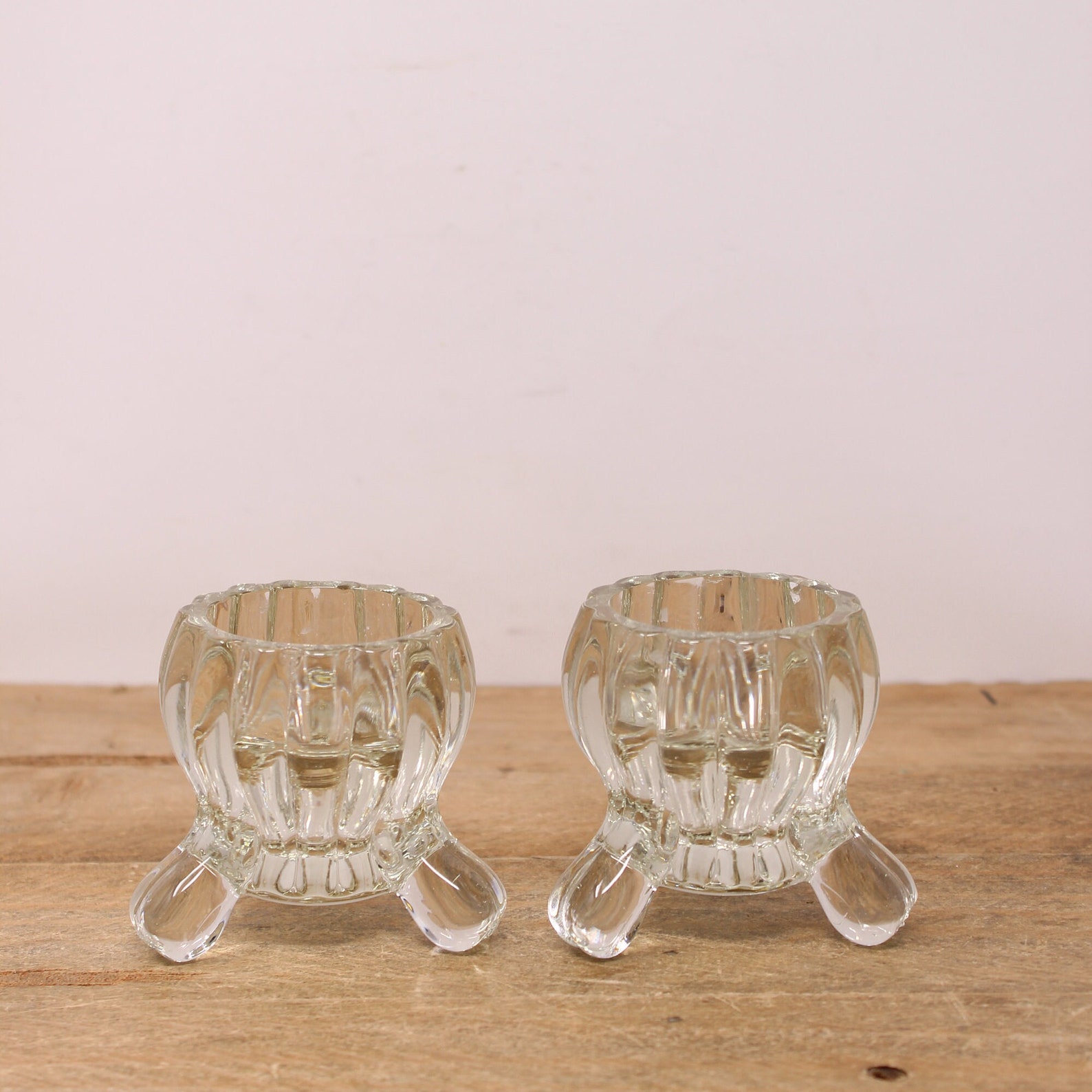 Set of 2 Jeanette - National Clear - Glass 3" Single Light Footed Taper ...