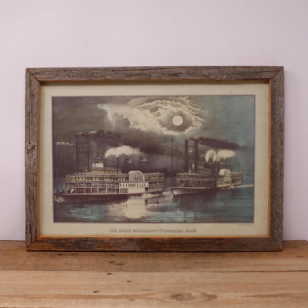 The Great Mississippi Steamboat Race Print of Lithograph by Currier ...
