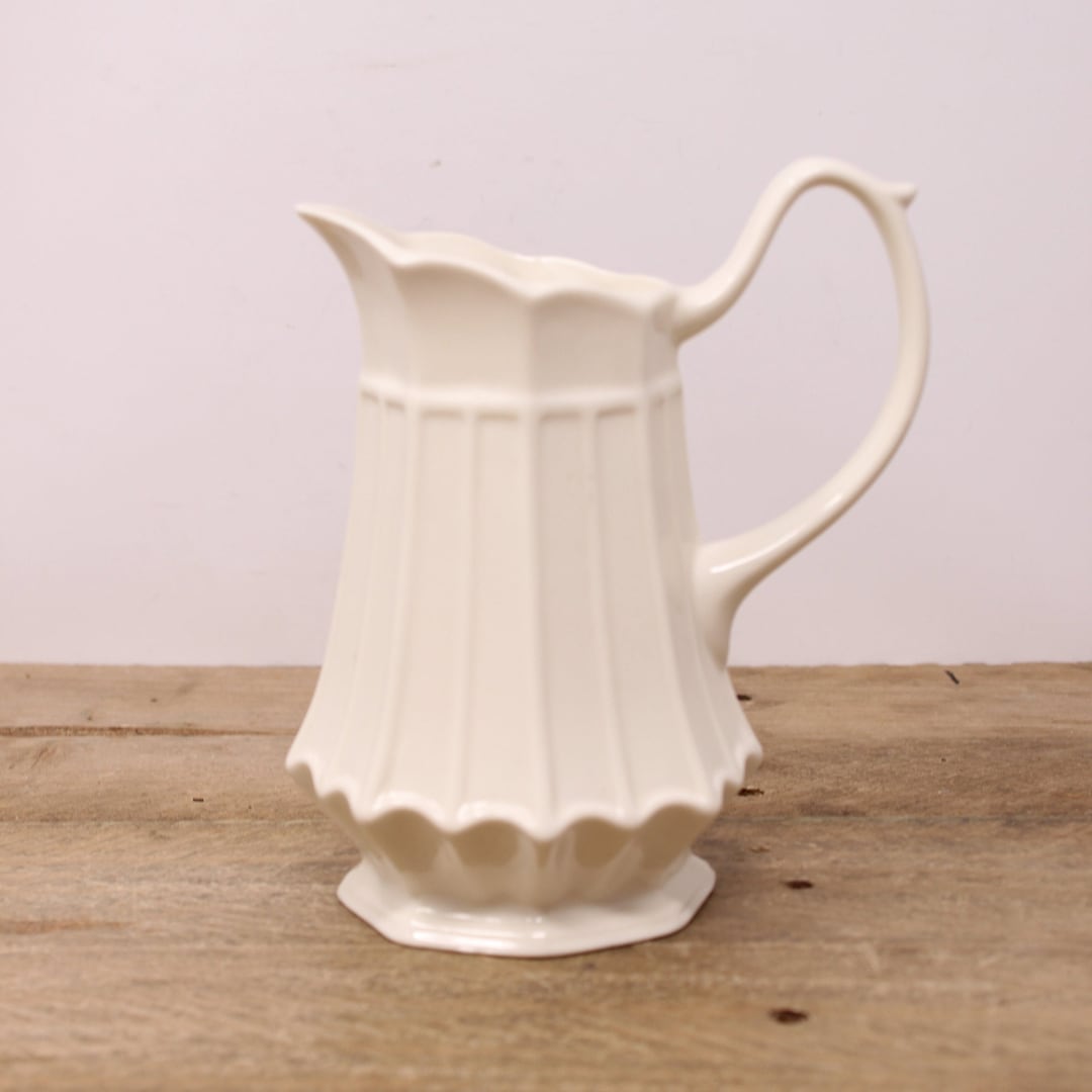 Vintage I. Godinger & Co. - Ribbed Design Ivory Color Pitcher - Etsy