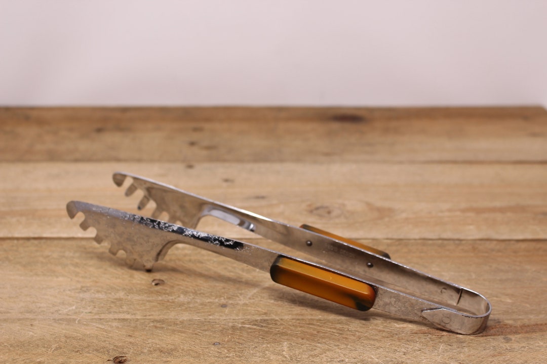 Vintage Textured Metal and Butterscotch Bakelite Handles - Etsy