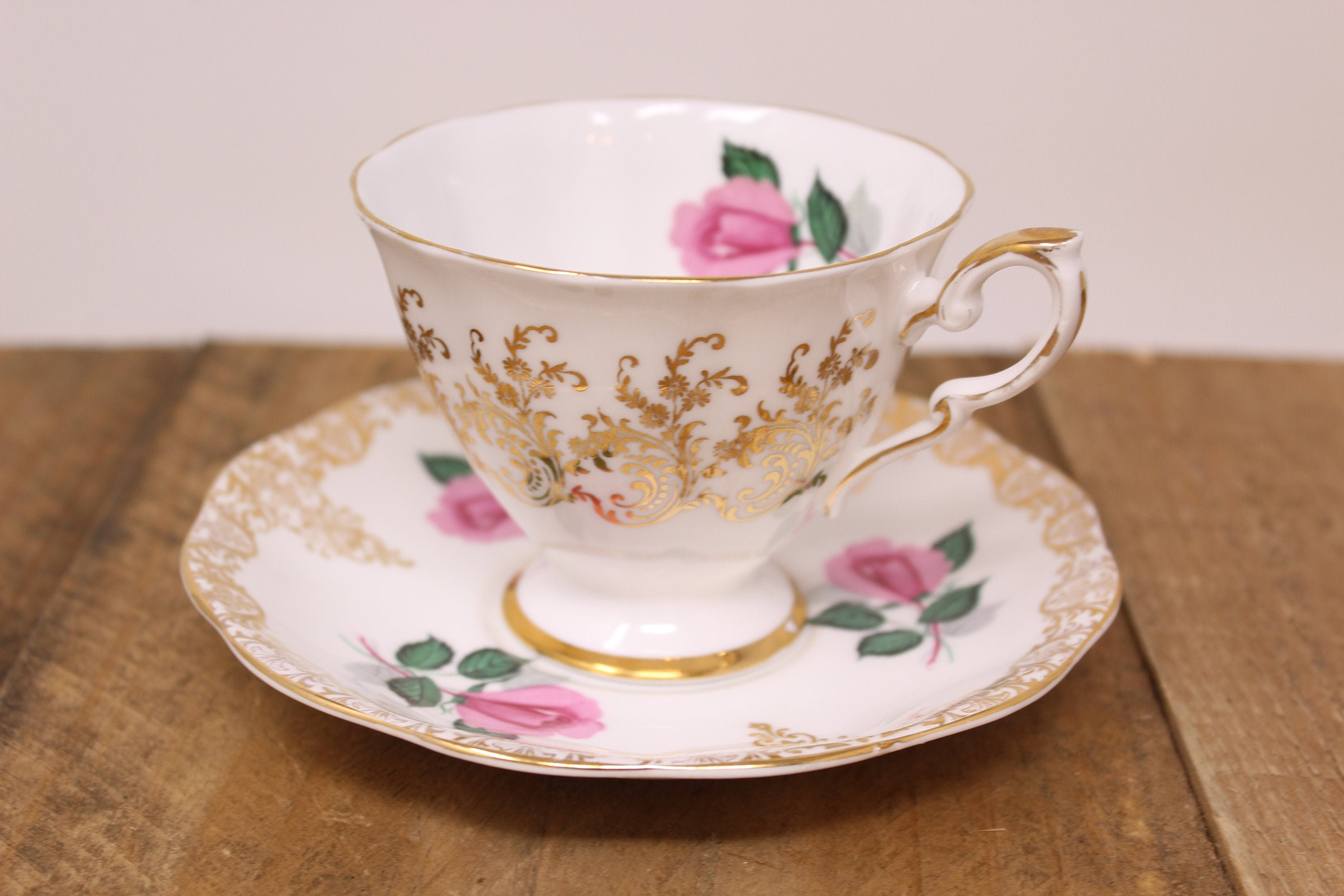 Royal Standard - Gold Gilt - Pink Roses - Fine Bone China Cup and ...