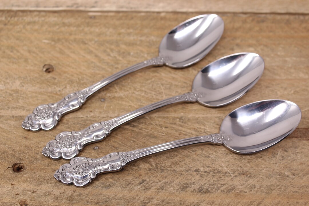 Vintage Rogers - Stainless Korea - 3 Ornate Floral Design Teaspoons - Etsy