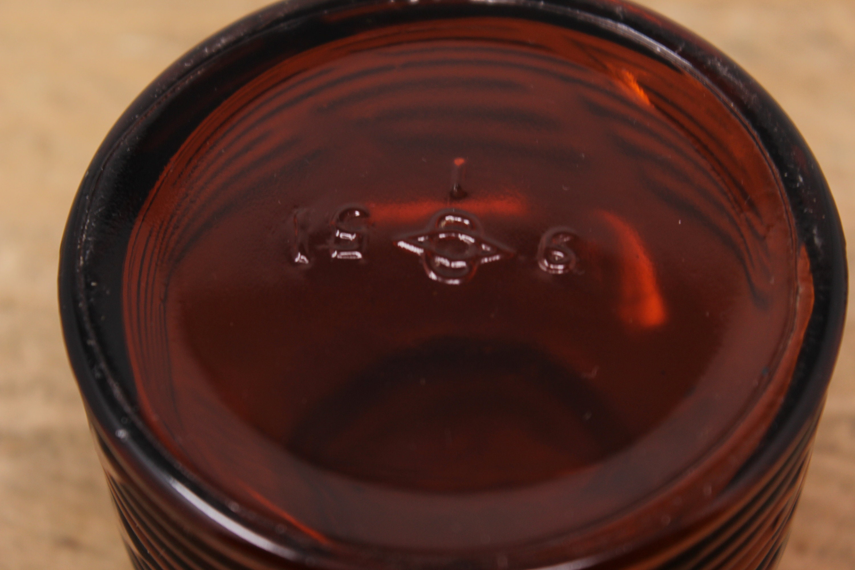 Vintage Owens-illinois Glass Company Round Amber Bottle - Etsy