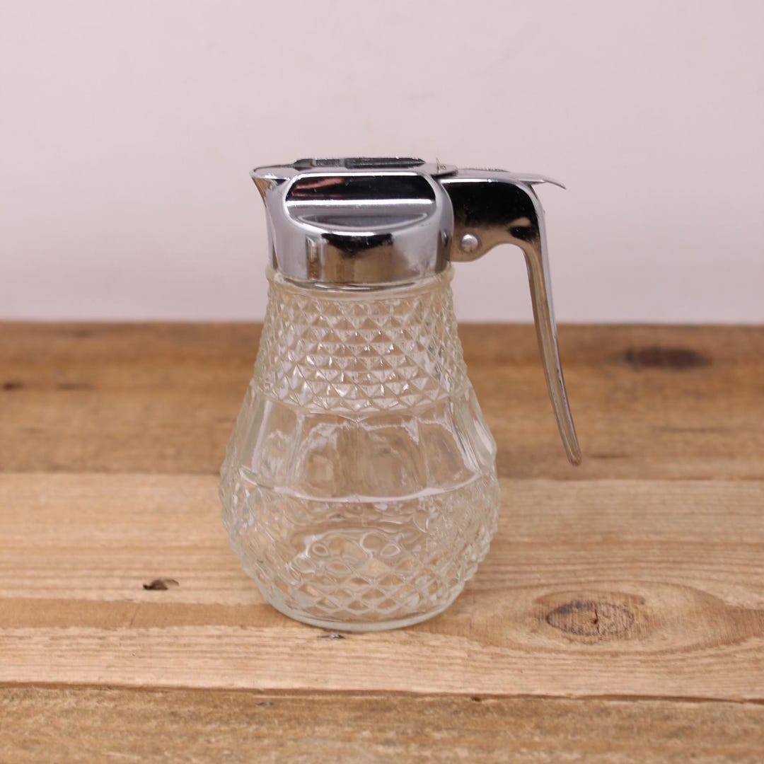 Vintage Grace Glass Diamond Cut Syrup Dispenser - Etsy