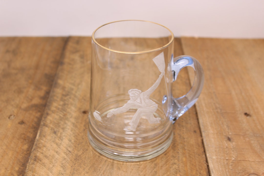 Etched Glass Tankard With Curling Design - Etsy