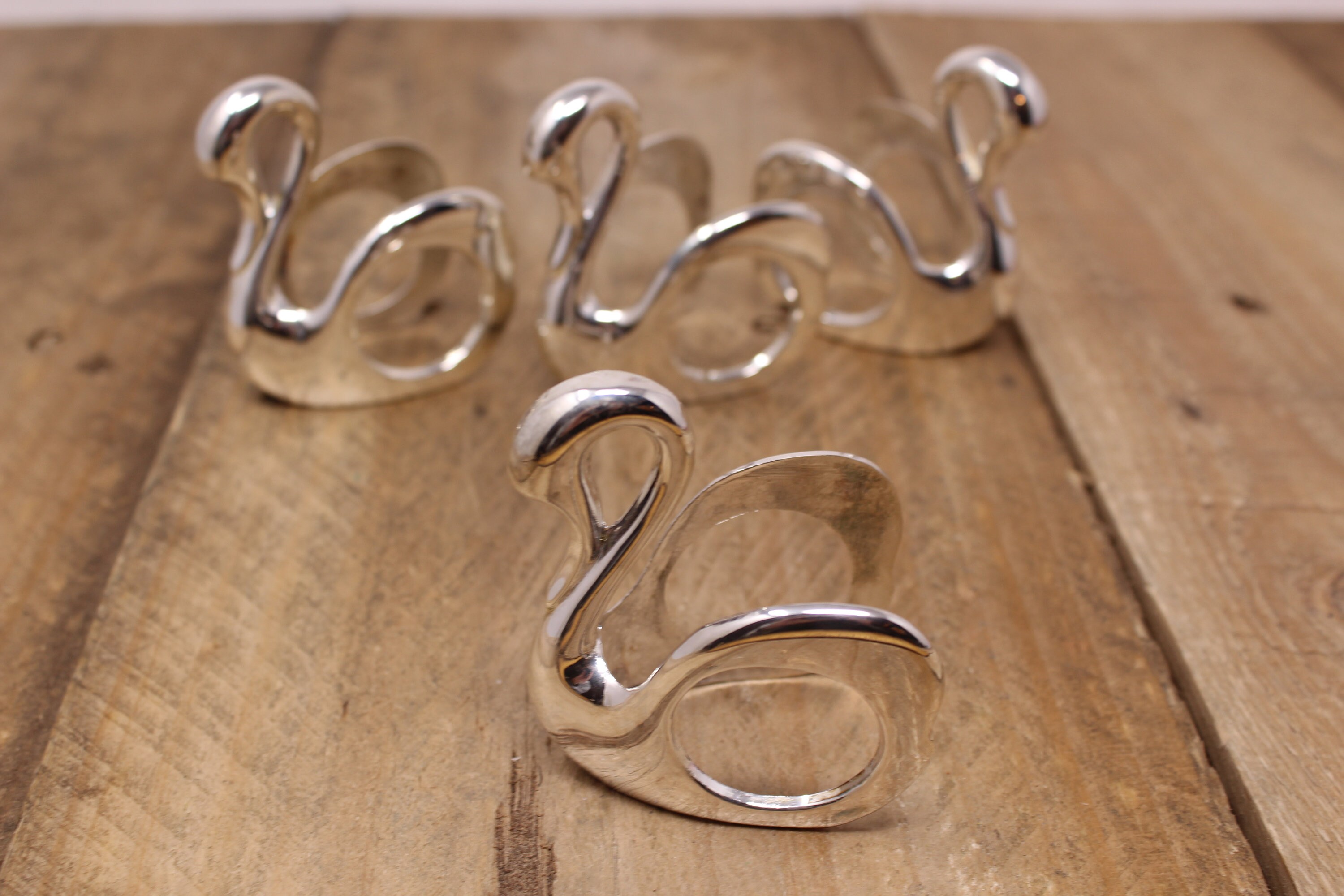 4 Silver Plated Swan Napkin Rings | Etsy