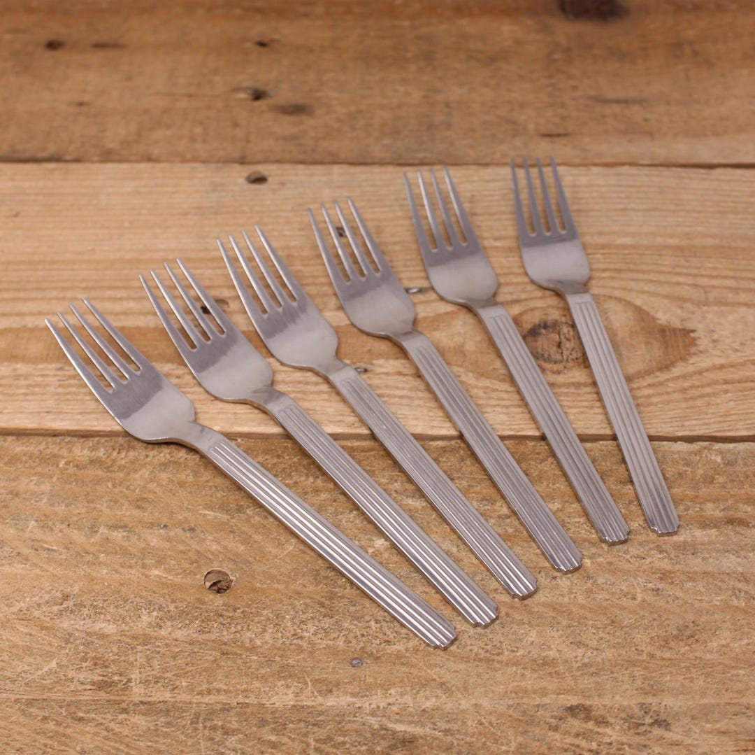 6 Splendide - 18/8 Stainless Steel -individual Salad Forks - Vertical ...
