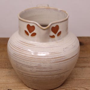 Vintage Redware Pottery Pitcher - Heart Design Pottery Pitcher / Jug - Etsy