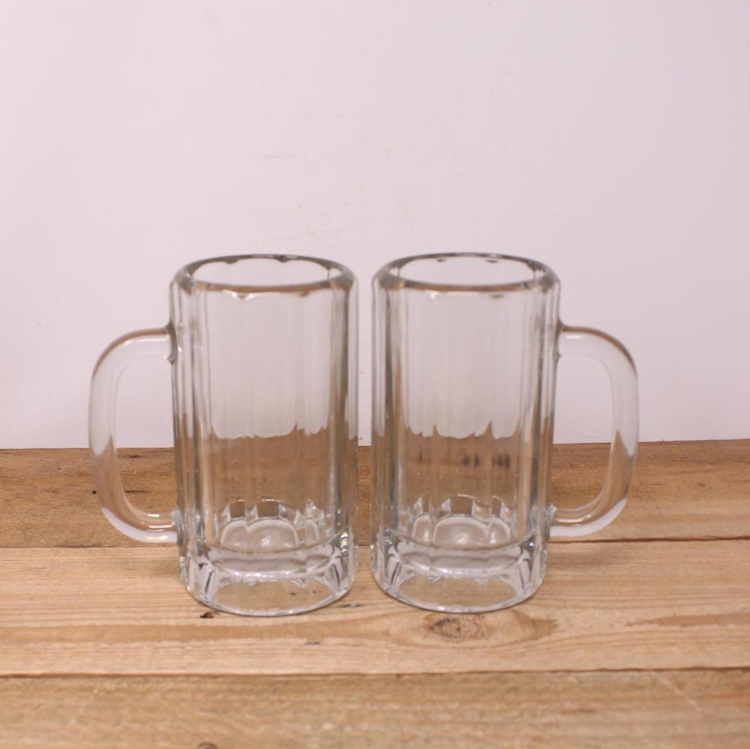 2 Large Paneled Glass Beer Mugs by Libbey Glass Co. - Etsy